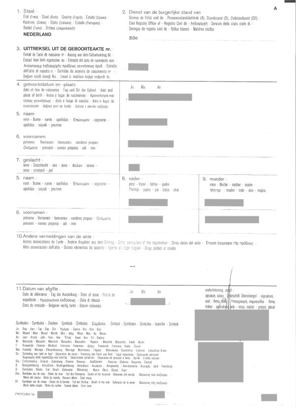 Certified Translation of a Dutch Birth Certificate from Dutch to ...